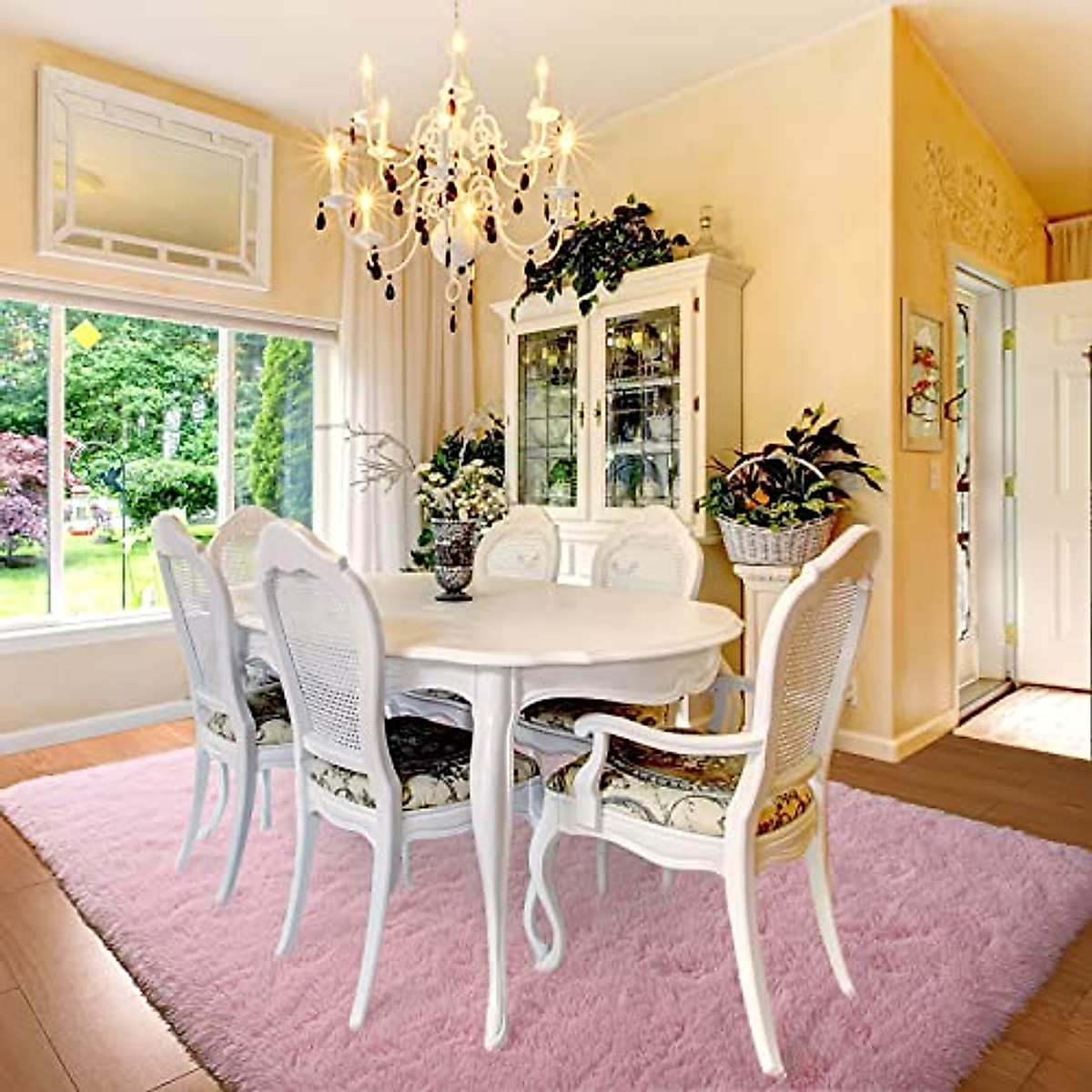 ELIOELIO Ucomn Super Soft Rug Indoor Modern Shag Area Rug Bedroom Silky Smooth Rugs Fluffy Anti-Skid Shaggy Area Rug Dining Living Room Kids Carpet (5' x 8', Pink)