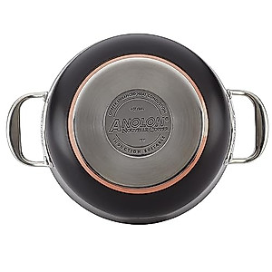 Anolon Nouvelle Copper Luxe Hard Anodized Nonstick Stockpot/Saucepan with Stainless Steel Lid/Induction Suitable/Dishwasher Safe, Dutch Oven (4 Quart), Onyx
