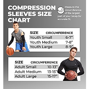 Tough Outdoors Sports Compression Arm Sleeves for Men & Women - Youth, Kids Basketball Shooting Sleeves - Football, Baseball