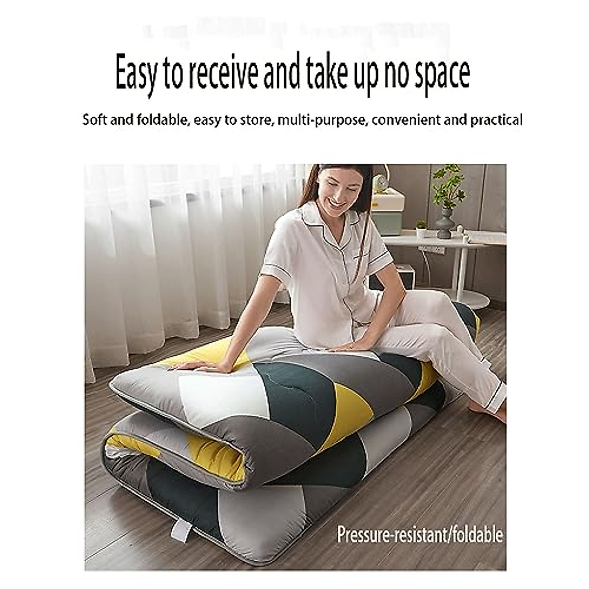ZIKGER Bohemian Floor Mattress Japanese Futon Roll Up Thicken Sleeping Bed Portable Camping Mattress Lounger Couch Bed Pad