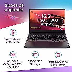 Lenovo 2022 Newest IdeaPad 3 Gaming Laptop, 15.6 Inch FHD 122Hz Display, AMD Ryzen 5 5600H, NVIDIA GeForce RTX 3050 Ti, 8GB RAM, 256GB SSD, Wi-Fi6, Shadow Black, Windows 11 Home, Bundle with JAWFOAL