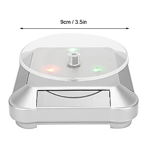 YUYTE Solar Powered Rotating Display Stand, Tray Base Jewelry Turntable Display Stand with LED Light for Jewelry Spinner Watch Hobby Collection Shelf [#2]