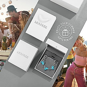 Leafael Infinity Love Heart Link Bracelets, December Birthstone Crystal Bracelet for Women, Silver Tone Jewelry Gifts for Her, Turquoise Aquamarine Blue, 7-inch Chain and 2-inch Extender