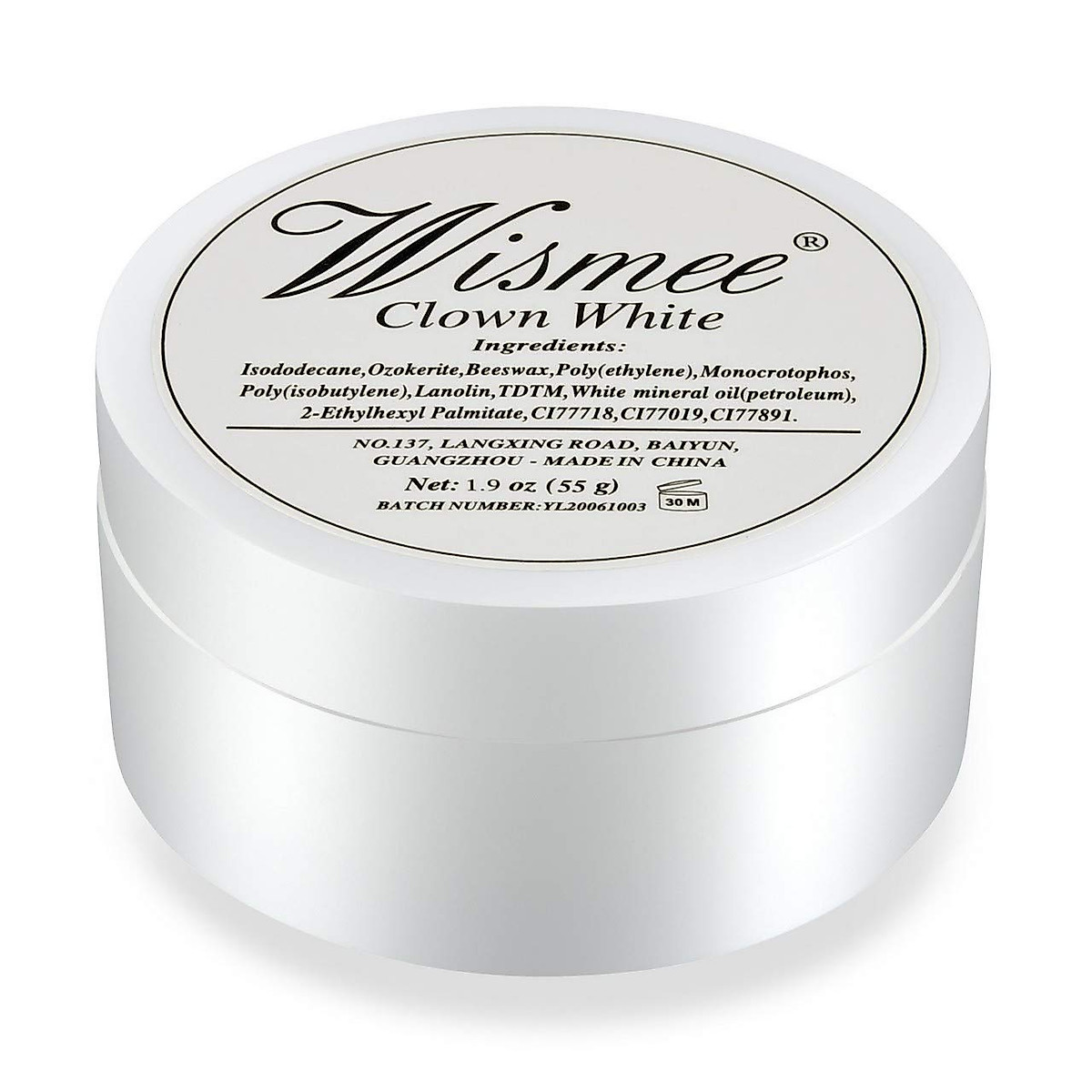 Wismee Classic White Face Body Paint Makeup Clown White Lite 1.9Oz Cake Tub, Joker Zombie Vampire Halloween Costume Single Foundation Cream for Special Effects SFX makeup Fancy Dress Up Cosmetics