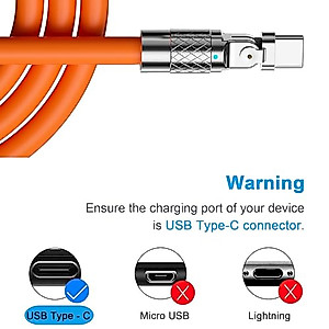Chubby USB C Cable,180° Rotating USB C Charger Cable,USB A to USB C Charging Cable,Orange,3.3ft,Compatible with Samsung Galaxy S10,Note 9,A11,Moto Z2 (not Compatible with i-Phone)