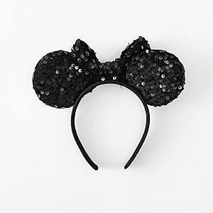 KARETT Mouse Ears Bow Headbands, Sparkle Mouse Ears Headband Glitter Hair Band for Party Princess Decoration Cosplay Costume