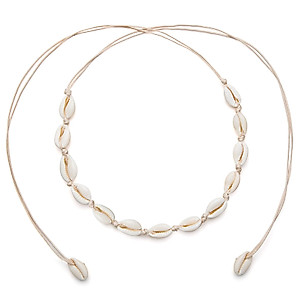 Qceasiy Sea Shell Necklace Choker For Women Summer Beach Natural Cowrie Shell Necklace(Begie Rope)
