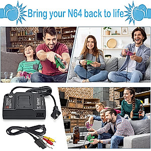 N64 Power Supply,AC Adapter Power Supply and AV Composite Video Cable Cord for N64
