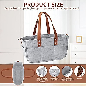 Hbluefat Baby Diaper Caddy Organizer with Leather Shoulder Strap for Infant Boy Girl, Collapsible Portable Nursery Storage Bin Basket Portable Holder Tote Bag for Car Baby Shower, Newborn Essential