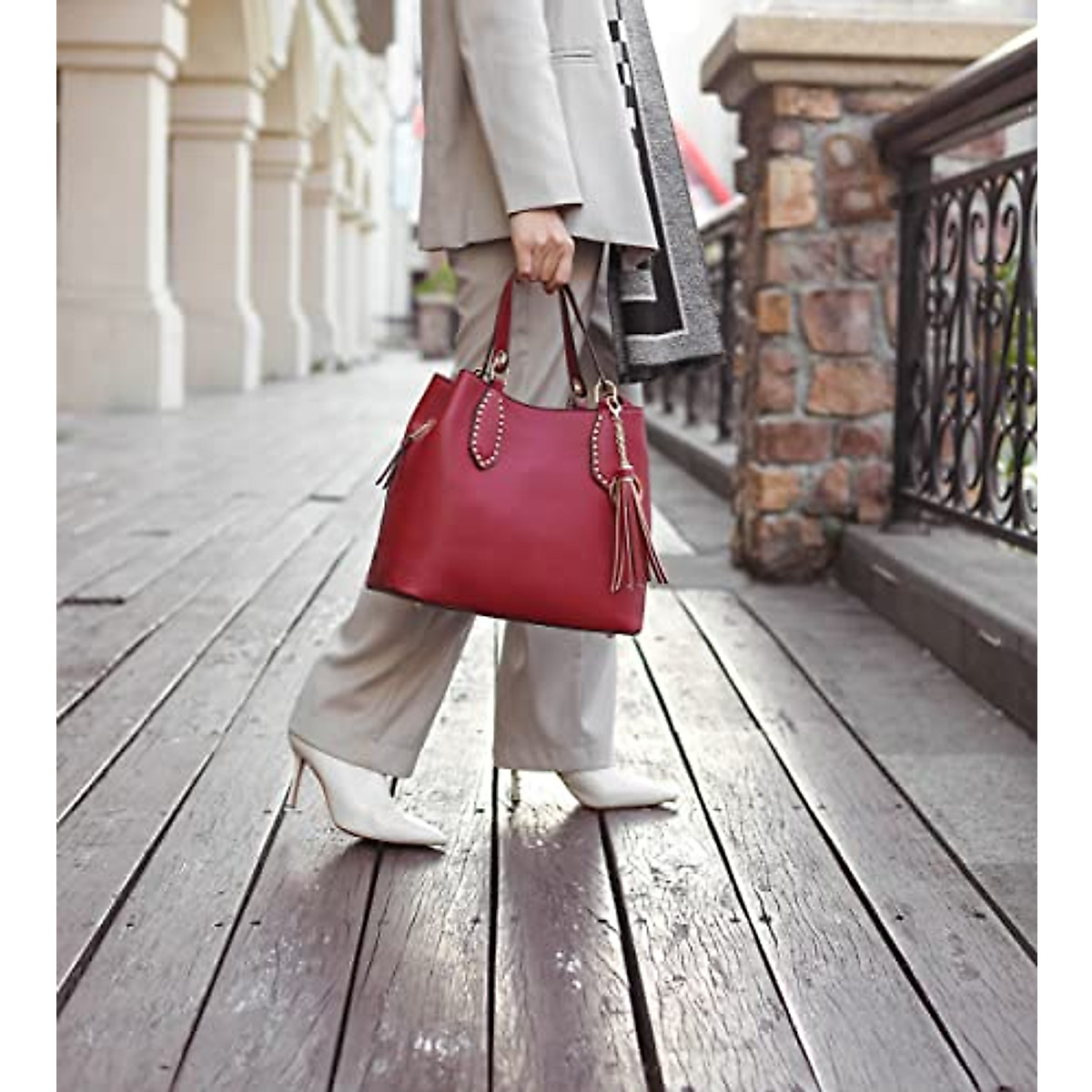 MKF Collection Crossbody Hobo Bag for Women Fashion, Vegan Leather Shoulder Purse, Tassel Top Handle Handbag