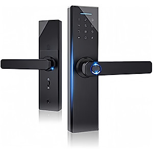 Fingerprint and Touchscreen Smart Lock, 4-in-1Home Security Smart Lock, Biometric Fingerprint Lock, Anti-Peeping Intelligent Security Smart Door Lock, Match Home Aesthetics (Black)
