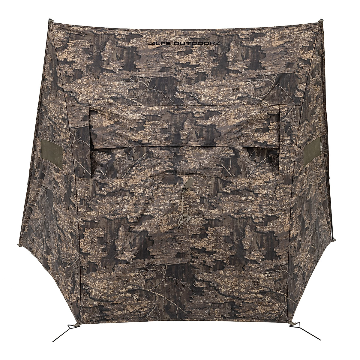 ALPS OutdoorZ Dash Camo Panel Hunting Blind with Hybrid 2 Person Ground Pop Up Design for Quick Deployment, Wide Window, and Interior Mesh Pocket, Realtree Timber