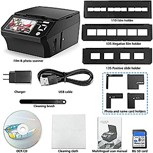 KEDOK Photo,NameCard,Slide & Negative Scanner with Large 5" LCD Screen,Film and Slide Digitizer-Convert 35mm,110 Film/Photo(3R,4R,5R)/NameCard to 22MP Digital JPEG-8GB SD Card Included