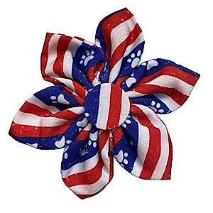 H&K Pet Pinwheel | Paws & Stripes (Small) | 4th of July Velcro Collar Accessory for Dogs/Cats | Fun Pet Pinwheel Collar Attachment | Cute, Comfortable Pet Accessory