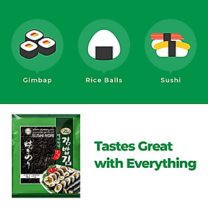 Surasang Gimbap Roasted Seaweed Sheet, Sushi Nori, 20 Full Sheets, Pack of 1