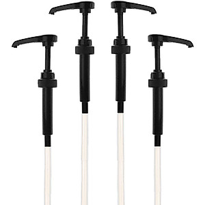 Black Coffee Syrup Pump for 750ml Bottles (Pack of 4) - Fits Upouria, Torani Syrups, DaVinci, (Monin 1 Liter Plastic Bottles Only), and Jordan's Skinny Syrups