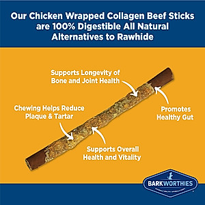 Barkworthies Chicken Wrapped Collagen Sticks Dog Treats (6-Inch, 3-Count)