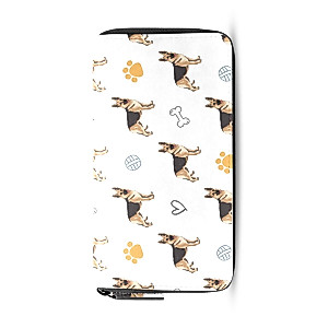 Wallet Long Clutch German Shepherd Dog Zipper Purse PU Leather Card Holder Organizer