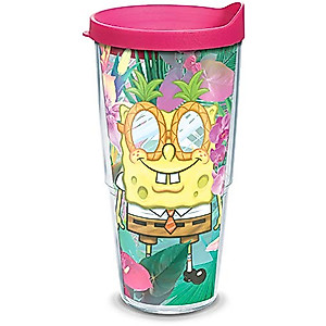 Tervis Made in USA Double Walled Nickelodeon - SpongeBob SquarePants Insulated Tumbler Cup Keeps Drinks Cold & Hot, 24oz, Tropical