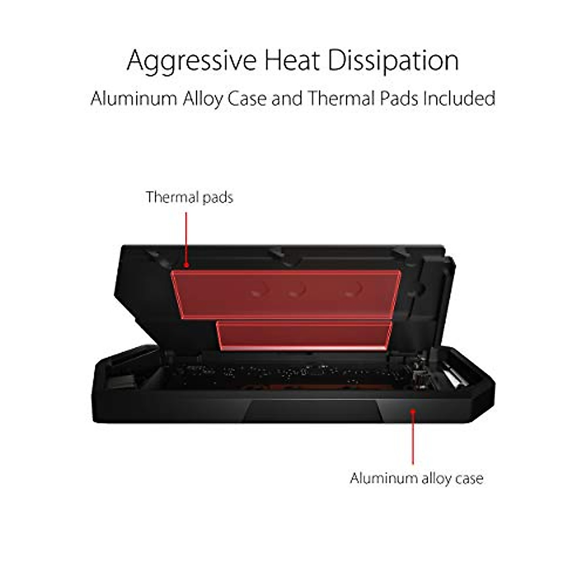 ASUS ROG STRIX Arion Aluminum Alloy M.2 NVMe SSD External Portable Enclosure Case Adapter, USB 3.2 Gen 2 Type-C (10 Gbps), USB-C to C and USB-C to A Cables, Fits PCIe 2280/2260/2242/2230 M Key/B+M Key