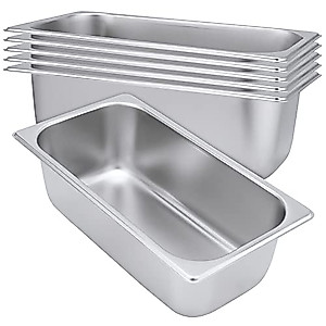 HEIHAK 6 Pack 1/3 Size 4" Deep Steam Table Pan, Stainless Steel Anti-Jam Steam Table Hotel Pan for Restaurant Family Events Personal Catering Use, 12.8 x 6.88 x 4 Inch