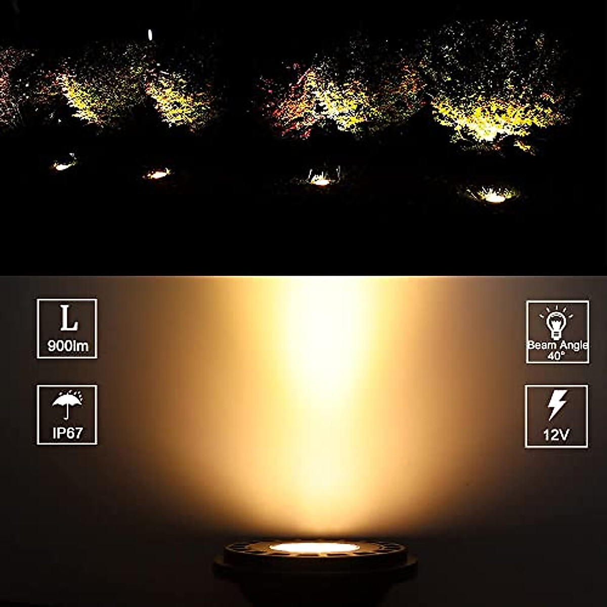 Cheopha PAR36 LED 10W Landscape Bulb Spotlight 2700K Warm White 50W 60W Halogen Equivalent IP67 Waterproof Low Voltage for Garden Outdoor Landscape Lighting RV Off-Road Vehicles Tractors 12V AC/DC