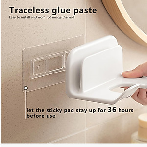 STORICANS Universal Hair Dryer Holder, Blow Dryer Hanger Wall Mount for Hair Dryer Hook with Plug&Cord Organizer Self Adhesive for Cabinet Bathroom |White | 5x4 Inch