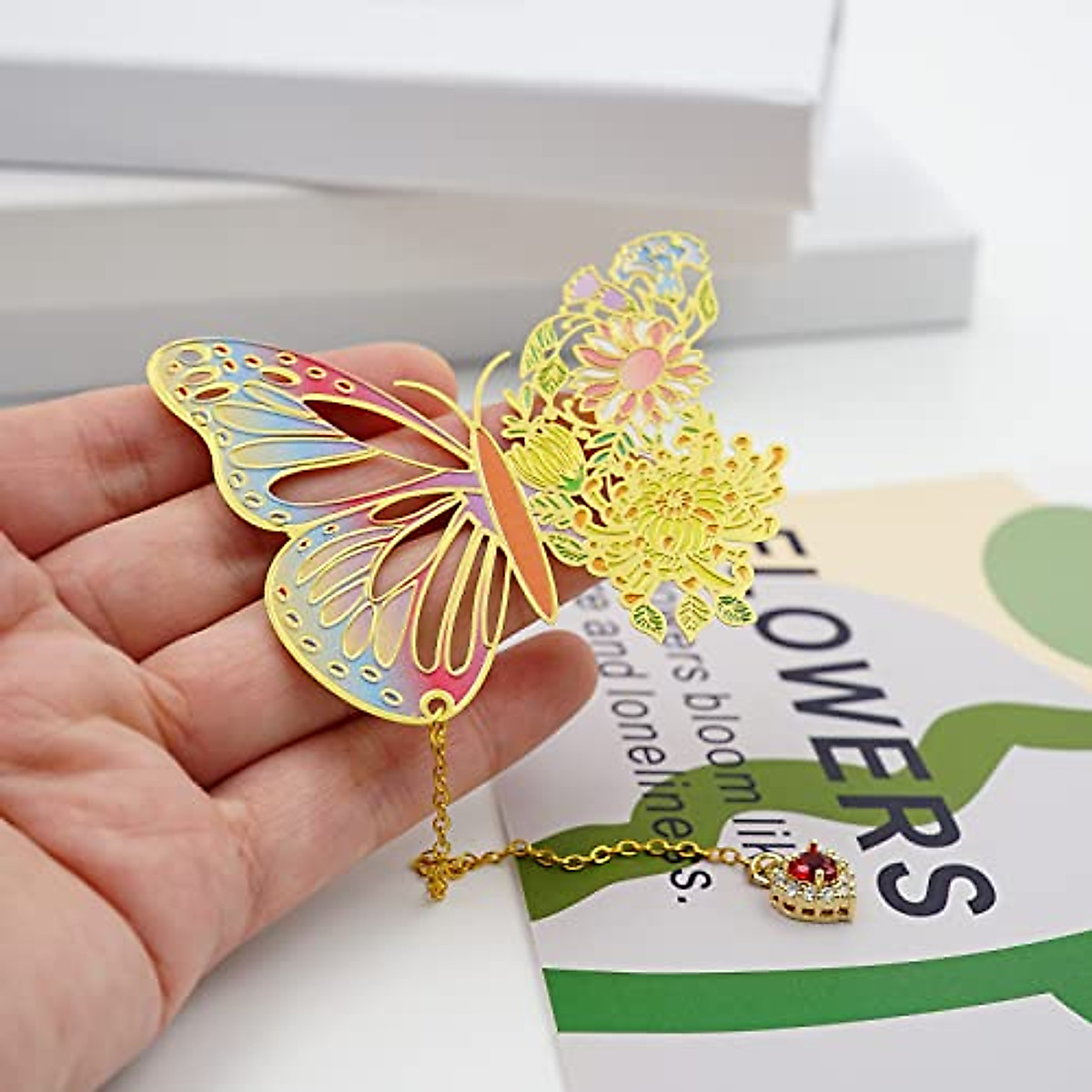 KIZOSA Metal Butterfly Flower Bookmark and Unique Deer Bookmark Bundle