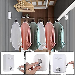 Adkyop Retractable Clothesline Indoor Outdoor Clothes Line Retractable Laundry Line Indoor Heavy Duty Portable Clothes Drying Laundry Line for Home hotel Room (Stainless Steel Clothesline-14 Feet)