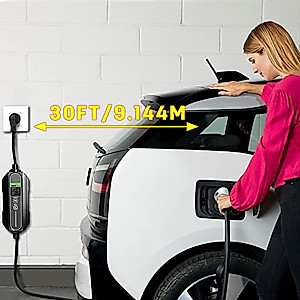 Level 2 EV Charger, 110V-240V 32Amp, NEMA 14-50 Plug, 30 ft Extension Cord, Indoor/Outdoor Portable EVSE Electric Vehicle Charger, Compatible with J1772 EVs