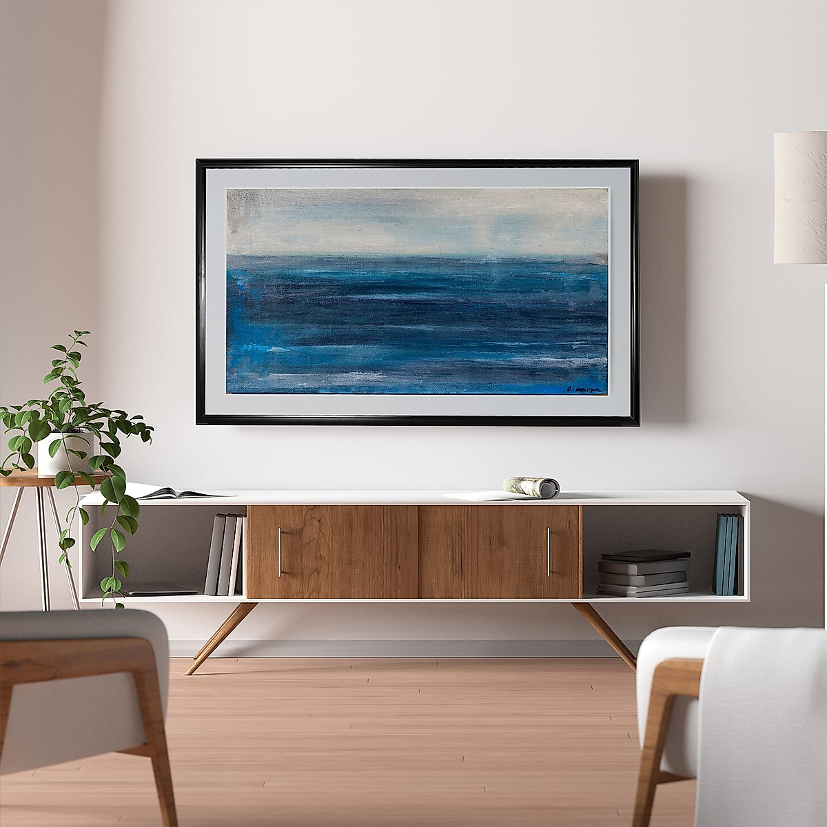 VIVO Aluminum 55 inch Decorative Modern Beveled Frame Designed for 2021-2022 Samsung The Frame TV, Picture Hanging Style, Quick Install, Black, COVER-SG55F