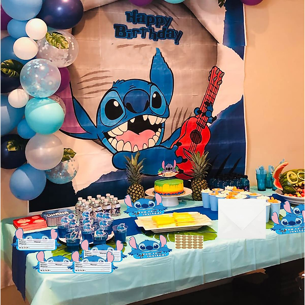 GOGOPARTY 20 Pcs Blue Invitation Cards, Birthday Party Invitation Cards With Sticker Labels, 20 Envelope Birthday Invitations for Kids Birthday Party Supplies