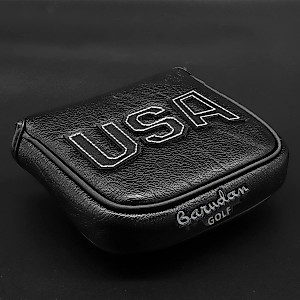 Barudan Golf Magnetic Large Mallet Putter Cover Headcover,Club Head Cover Protective Case Black,Patriotic USA (Black-White Stitching)
