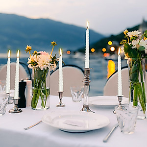 Dyrfolm 16 PCS Spiral Taper Candles,White Spiral Candle,10 Inch Twisted Taper Candles,Unscented Twisted Candlesticks,Dripless Long Candle Sticks for Wedding,Party,Dinner and Home Decoration