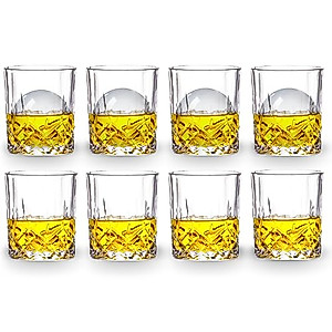 Gencywe Crystal Whiskey Glasses Set of 8(Buy 6, get 2 Free), 11 OZ Old Fashioned Whiskey Glasses, Bourbon Cocktail Rocks Glasses, Clear Bar Glasses for Drinking Scotch Vodka Tequila Rum Gift for Men