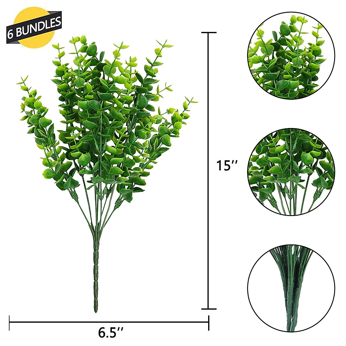 GREENRAIN 12 Bundles Artificial Flowers Outdoor Fake Flowers for Decoration UV Resistant No Fade Faux Plastic Plants Garden Porch Window Box Décor (Green)