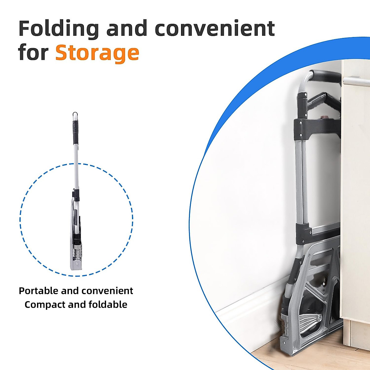 RJTEK 【Upgraded Version】 Heavy-Duty Folding Hand Truck and Dolly 350lb Capacity, Telescoping Handle, Dolly cart, Luggage Trolley Cart,Moving Dolly, Lightweight,with 2 Ropes