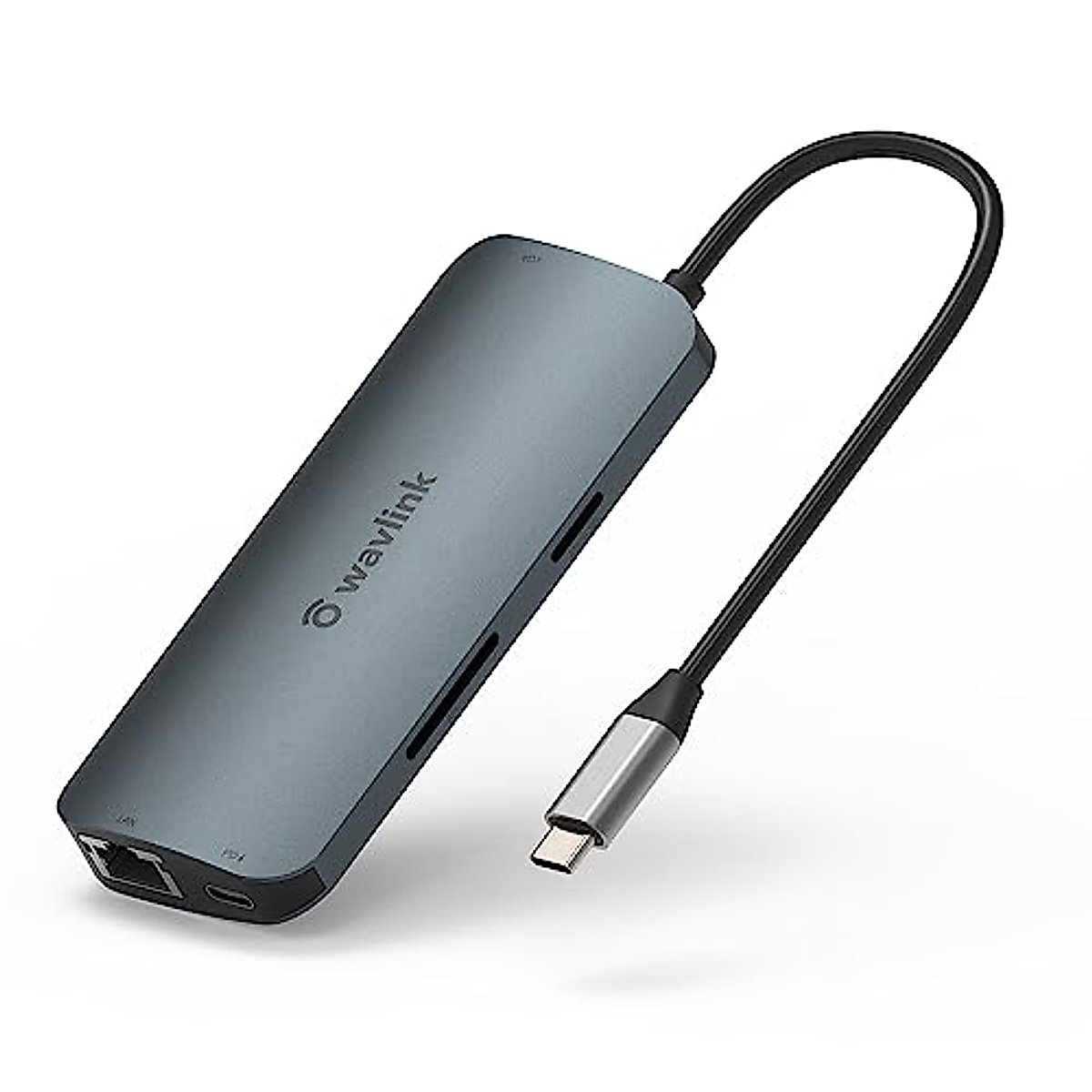 WAVLINK USB C Hub, 8-in-1 Type C Adapter Mini Docking Station with 4K 30Hz HDMI, 2K 60Hz VGA, Gigabit Ethernet, 2 USB 3.0, SD/TF Card Reader, 87W Power Delivery for MacBook Pro and More