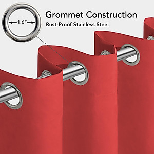 Easy-Going 100% Waterproof Outdoor Curtains Windproof Weatherproof Porch Curtains, Premium Thick Outdoor Privacy Grommet Top Panels for Patio, Gazebo and Pergola, 2 Panels, 54x96 inch, Red