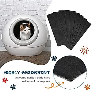 Gueevin 12 Pcs Carbon Activated Charcoal Filter Replacement Filters and 50 Pcs Waste Drawer Liners Litter Box Liner Compatible with Litter Robot 3 for Absorbing Odors Control Damp Keep Home Fresh
