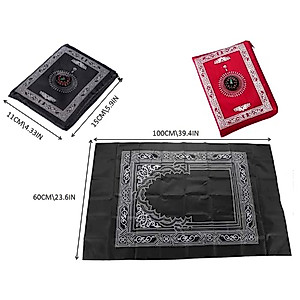 Kellegour 2 Pieces Islamic Prayer Mat,Muslim Prayer Carpet,with Compass Pocket Sized Carry Bag,Muslim Travel Prayer Mat and Attached Compass,Islamic Prayer Rug, with Compass