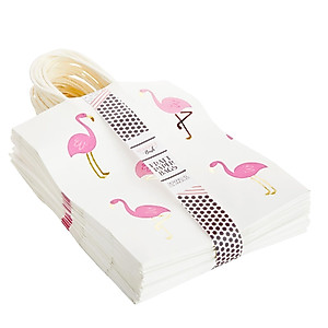Sparkle and Bash Pink Flamingo Birthday Party Favor Gift Bags, Tropical Decorations (24 Pack)