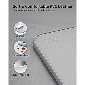 SAIJI Leather Laptop Bed Tray Table, Adjustable Laptop Stand with Removable Stopper, Portable Lap Desks with Foldable Legs, Notebook Stand Breakfast Reading Desk for Sofa Couch(Medium,Gray)