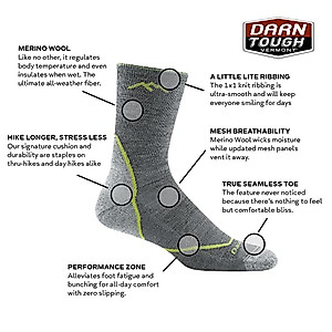 Darn Tough Men's Light Hiker Micro Crew Lightweight with Cushion Sock (Style 1972) - Denim, Large