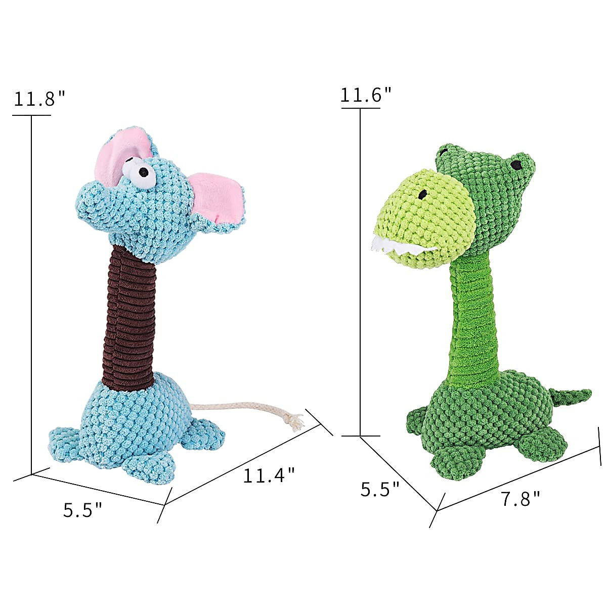 KuddelMuddel Squeaky Plush Dog Toy Set, Stuffed Fun Elephant and Cute Frog, Interactive Soft Chew Pet Toy for Puppies, Small Medium and Large Breed Holiday Birthday Gift (2 Pack)