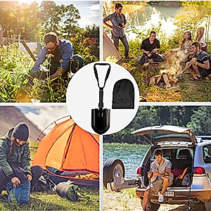 Folding Survival Shovel 23 in,50# high-Carbon Steel Entrenching Tool, Folding Camping Shovel, Firefighting Shovel, Portable Shovel for Garden, Hunting, Hiking, Fishing, Car Emergency, Gifts for Men