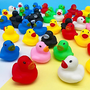 Rubber Duck Toy Duckies, Preschool Bath Toys Bathtub Floating Squeaky Duckies Gift for Kids, Baby Showers Classroom Incentives, Summer Beach and Pool Activity(10Pcs Multi Color Ducks)