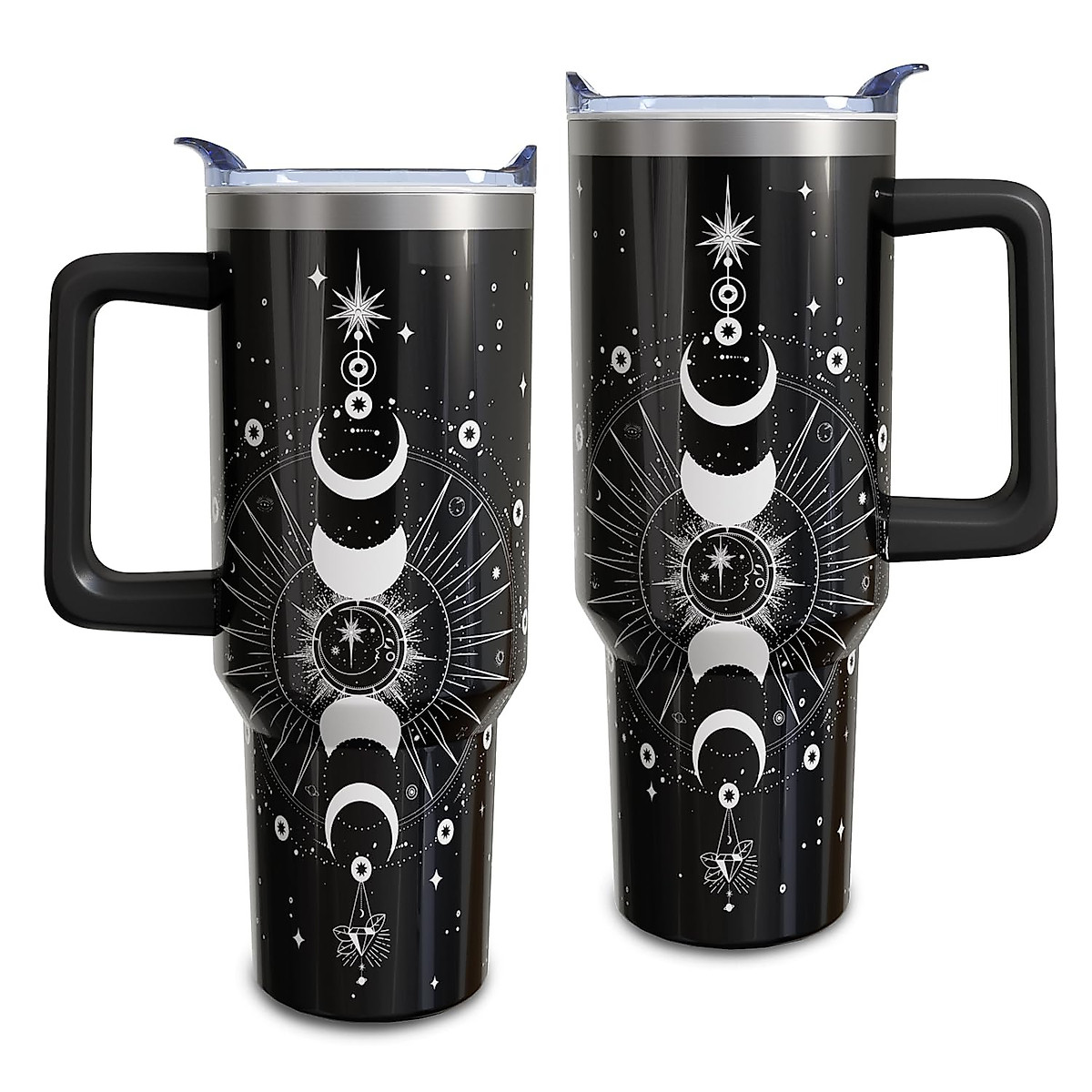 Gonqtoz 40 oz Sun And Moon Tumbler With handle and straw,Stainless Steel Cup Extra Large Vacuum Double Wall Insulated Tumblers Travel Mug,Hot and cold beverages Car Cup