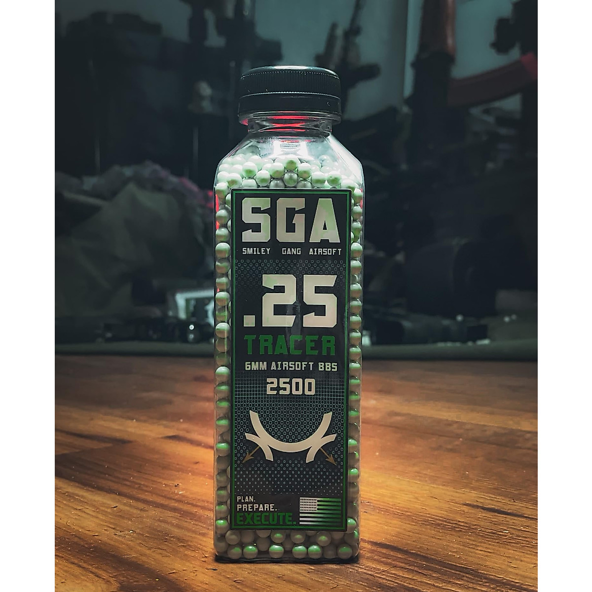 Smiley Gang Airsoft Tracer Green 6mm .25 Gram 2X 2,500 Count BBS (5,000 Total Count)