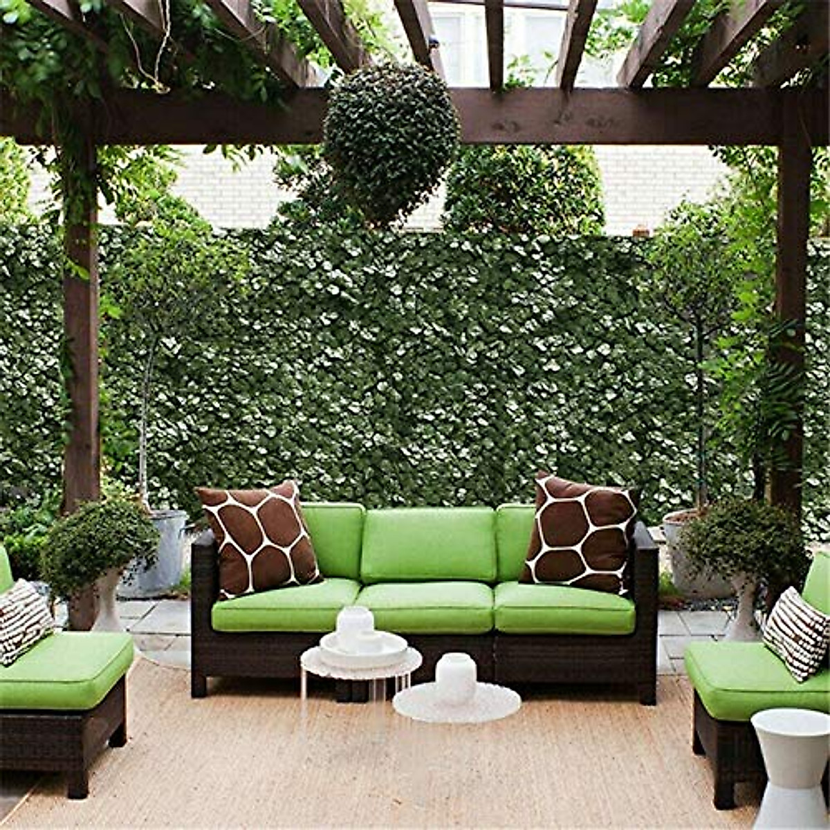 Yiiciovy Artificial Ivy Privacy Fence Screen, 39.37 ''x19.7'' Fake Ivy Leaves Privacy Fence Wall Screen Decoration for Outdoor Decor, Garden, Yard, with Mesh Back (Sweet Potato Leaves)